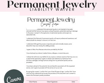 Permanent Jewelry Consent Form Template, Editable Consent Form ...