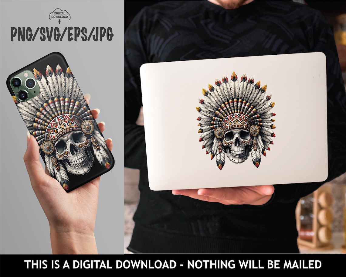 Tribal Chief Png, Native Skull Svg, Native American Chief T-shirt Print ...