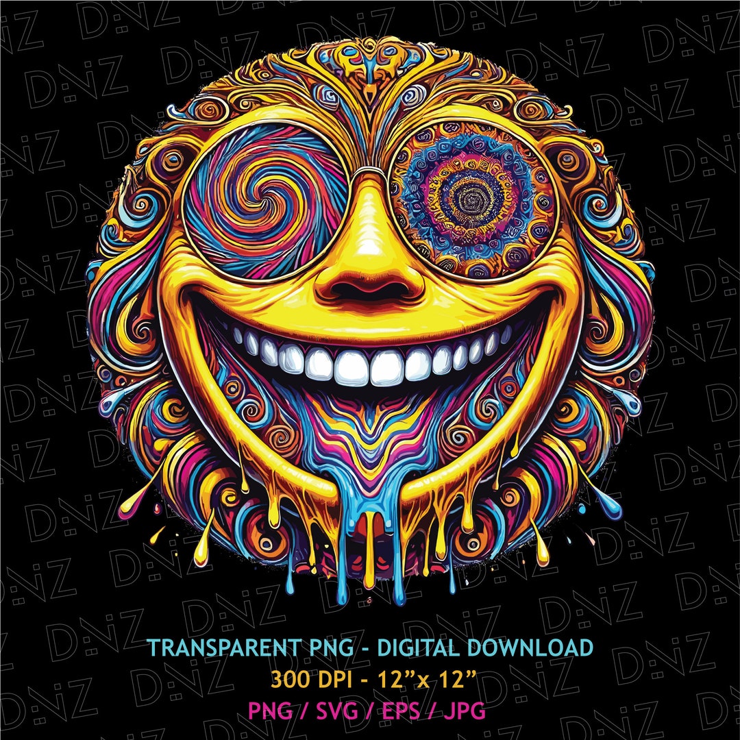Trippy Grin Png, Psychedelic Grin Svg, Trippy Grin Shirt Print ...