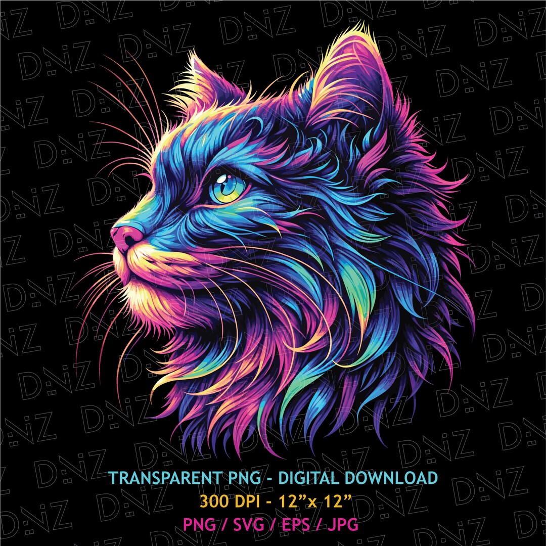 Trippy Psychedelic Cat Png, Trippy Cat T-shirt Design, Colorful Cat Svg ...