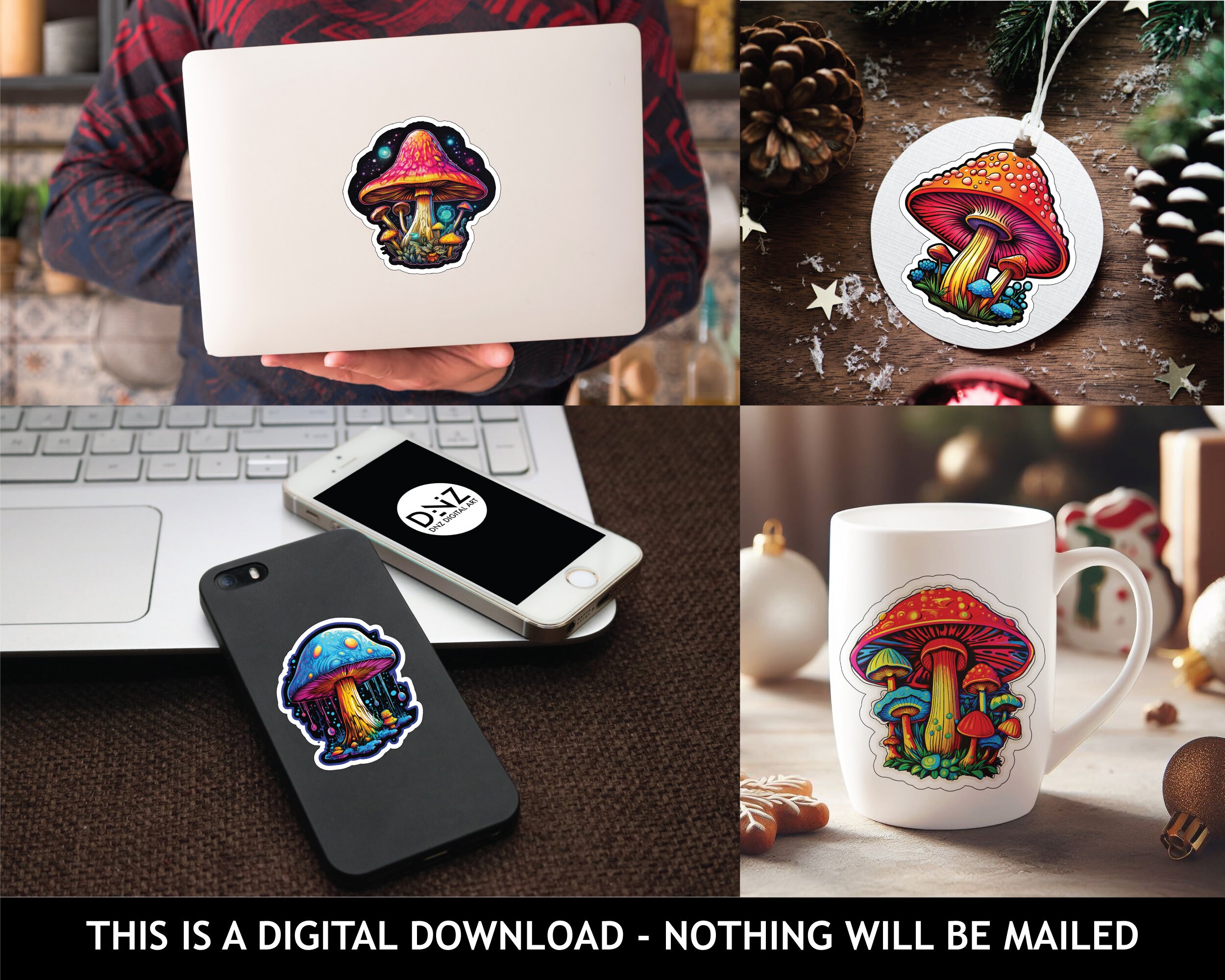 50 PNG and SVG Mushrooms Print Bundle, Magic Mushroom Sticker, Mushroom ...