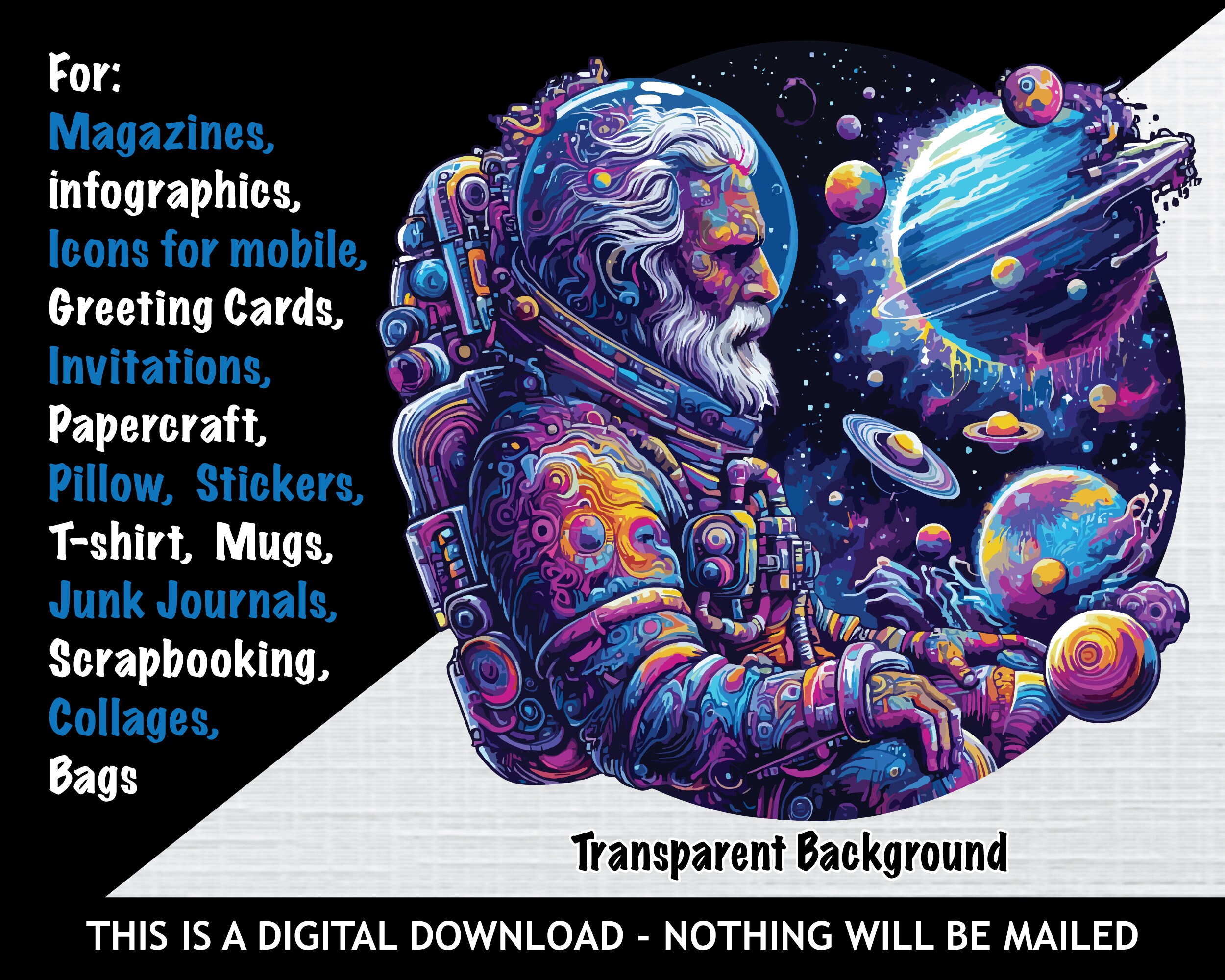 Psychedelic Astronauts, Astronaut Clipart, Colorful Space Png ...