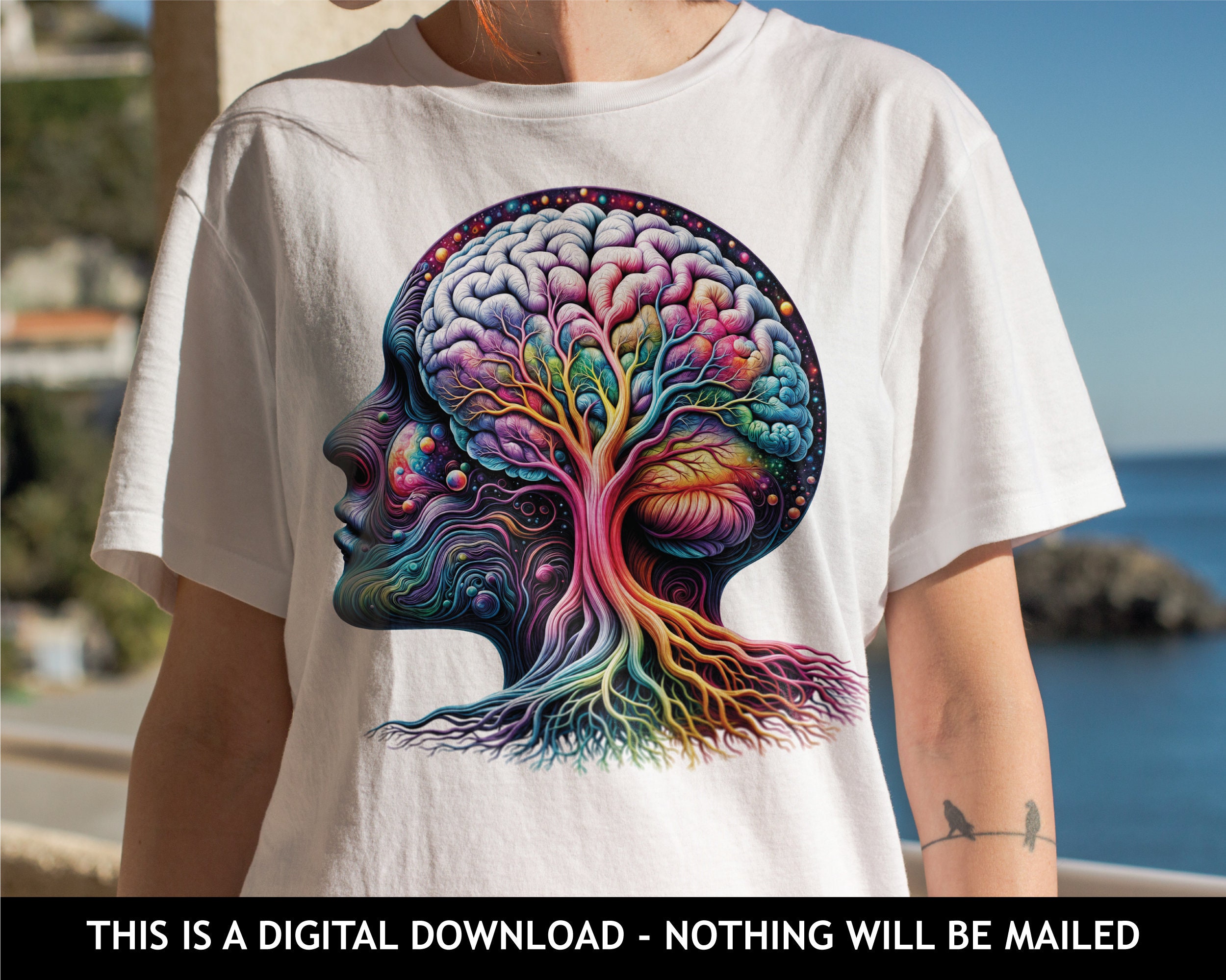 Psychedelic Brain Png, Brain T-shirt Design, Dmt Spirit, Colorful Tree ...
