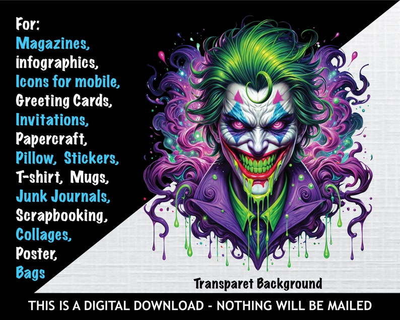 Trippy Joker Png, Psychedelic Joker Svg, Neon Colorful Design, Joker T ...