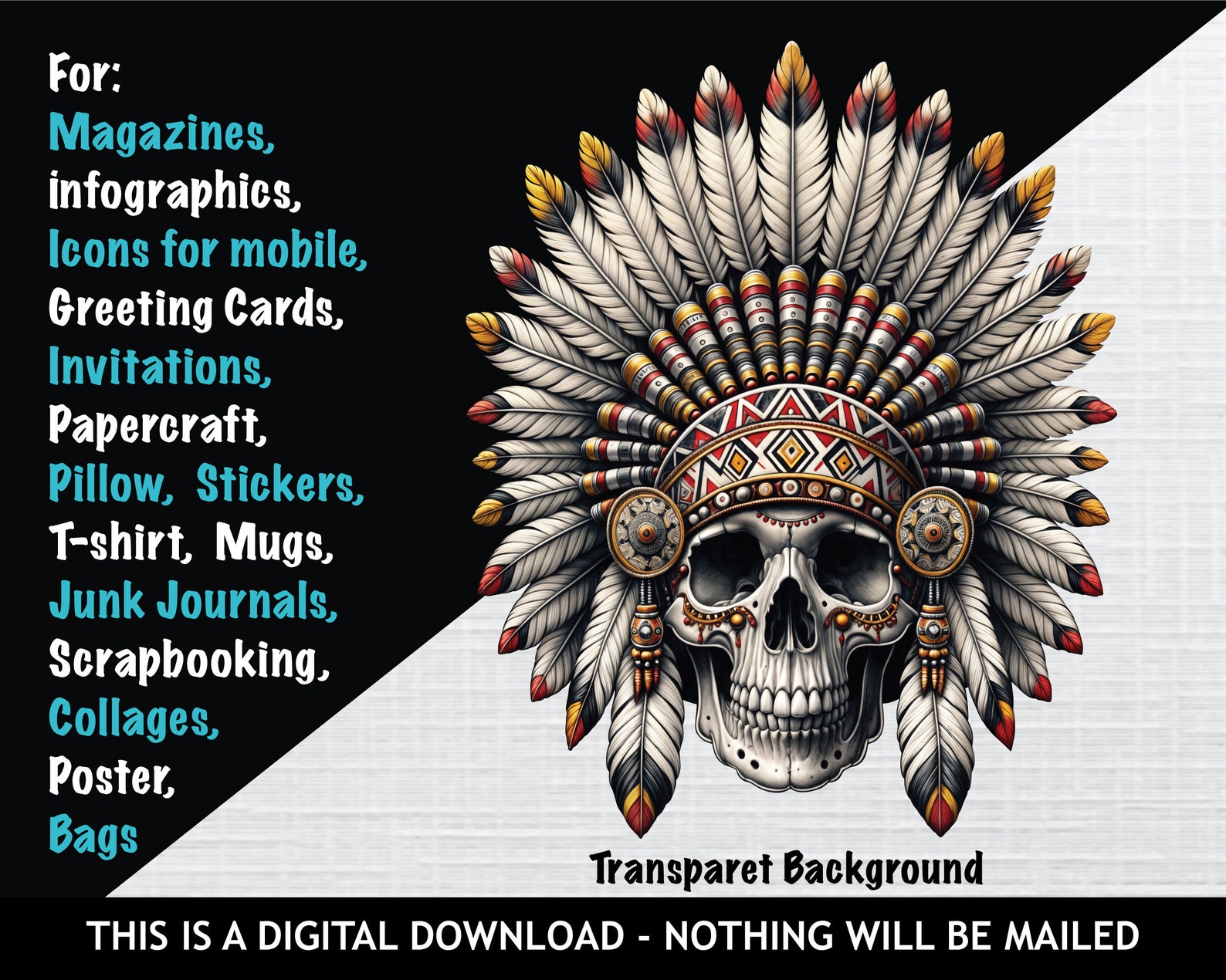 Tribal Chief Png, Native Skull Svg, Native American Chief T-shirt Print ...