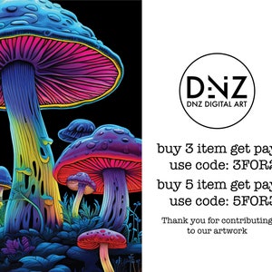 Neon Mushroom Forest PNG, Neon Mushroom SVG, Digital Download for ...