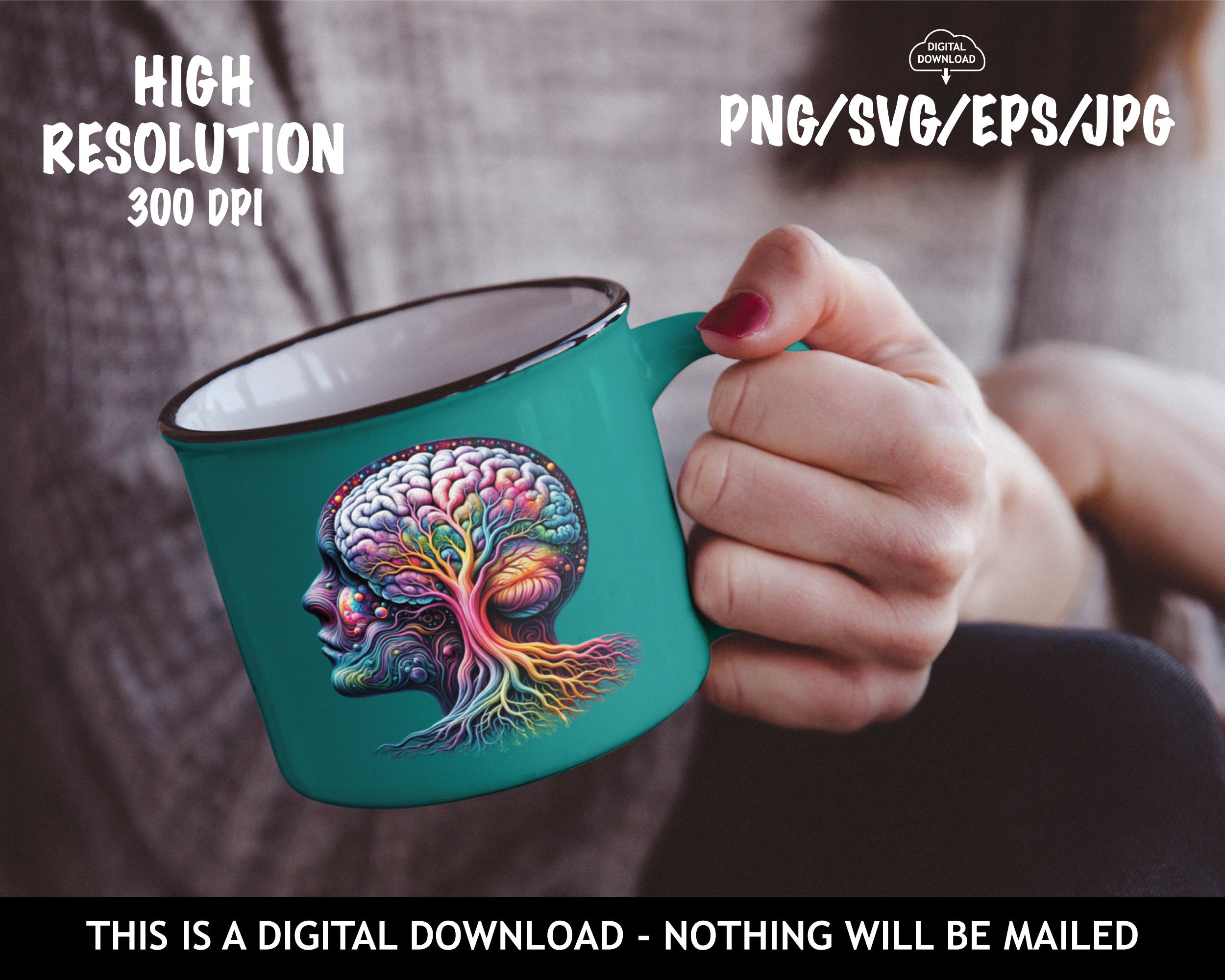 Psychedelic Brain Png, Brain T-shirt Design, Dmt Spirit, Colorful Tree ...