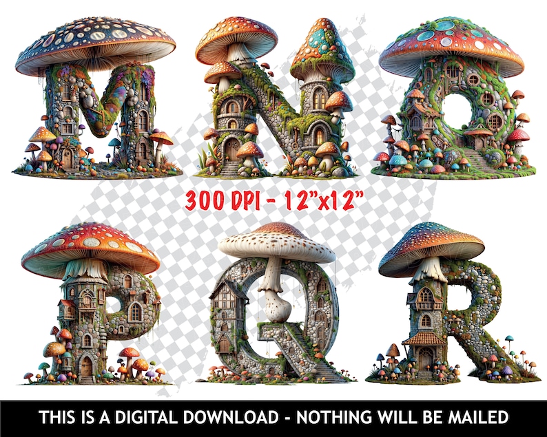 Mushroom Alphabet Png, Mushroom Font Letters, Alphabet Clipart ...