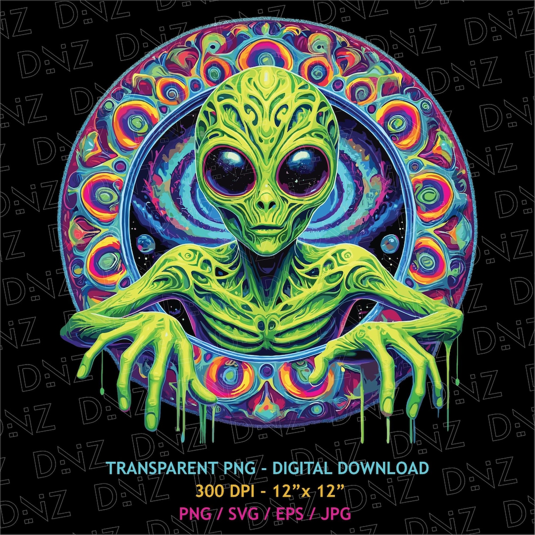 Void Visitor Png, Psychedelic Alien Svg, Alien T-shirt Print, Cosmic ...