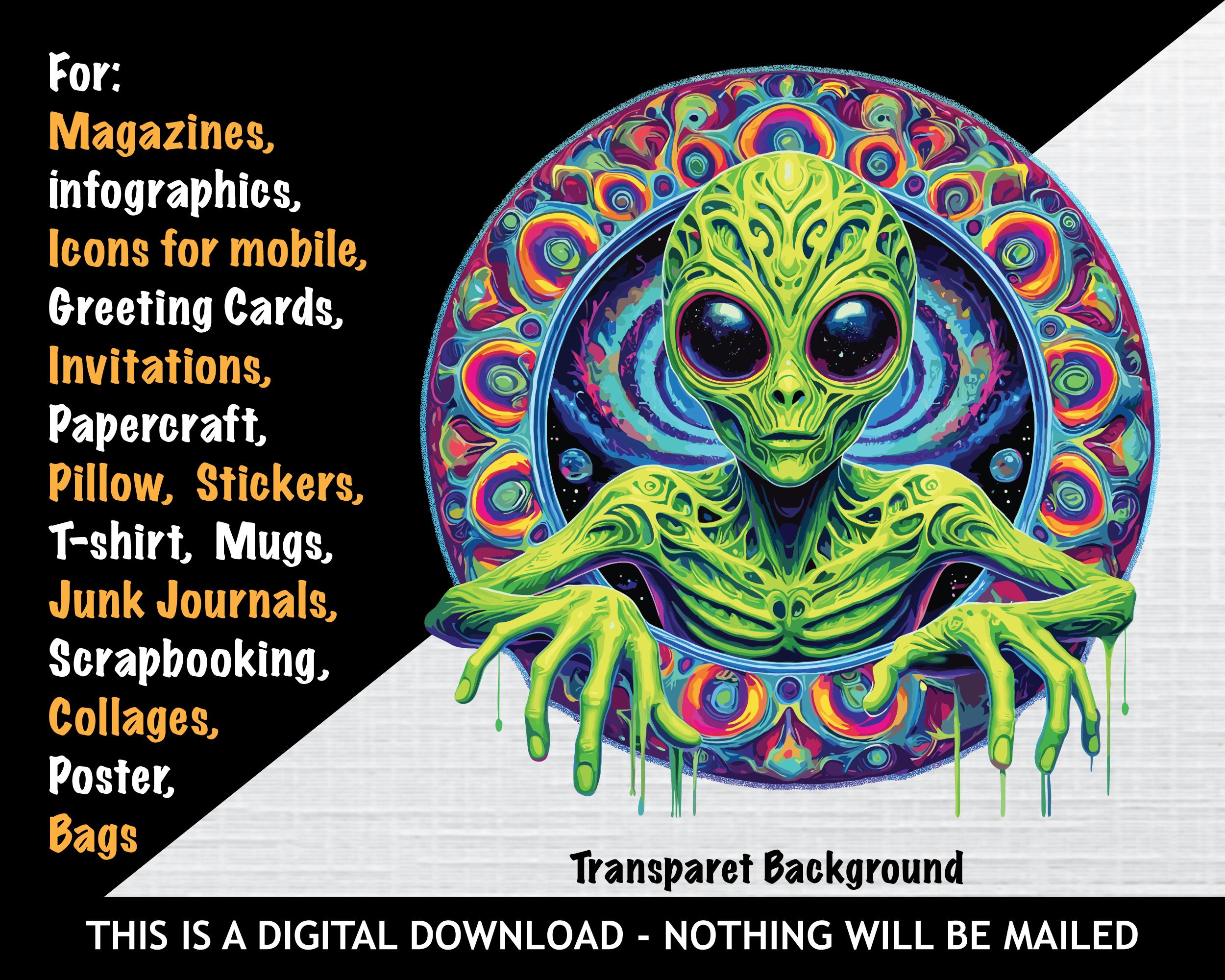 Void Visitor Png, Psychedelic Alien Svg, Alien T-shirt Print, Cosmic ...