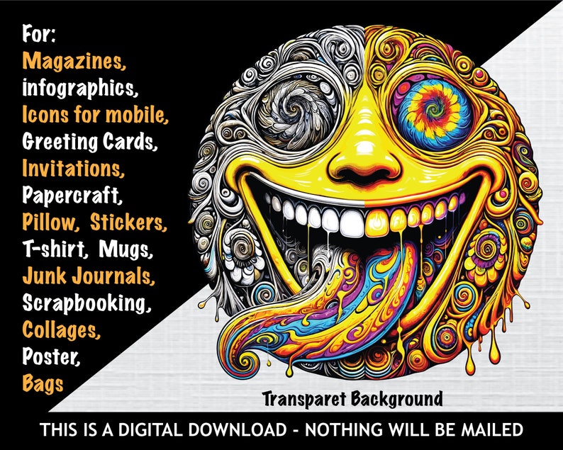 Psychedelic Smile Png, Trippy Smile Svg, Smile T-shirt Design, Colorful ...