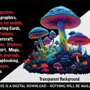 Neon Mushroom Forest PNG, Neon Mushroom SVG, Digital Download for ...