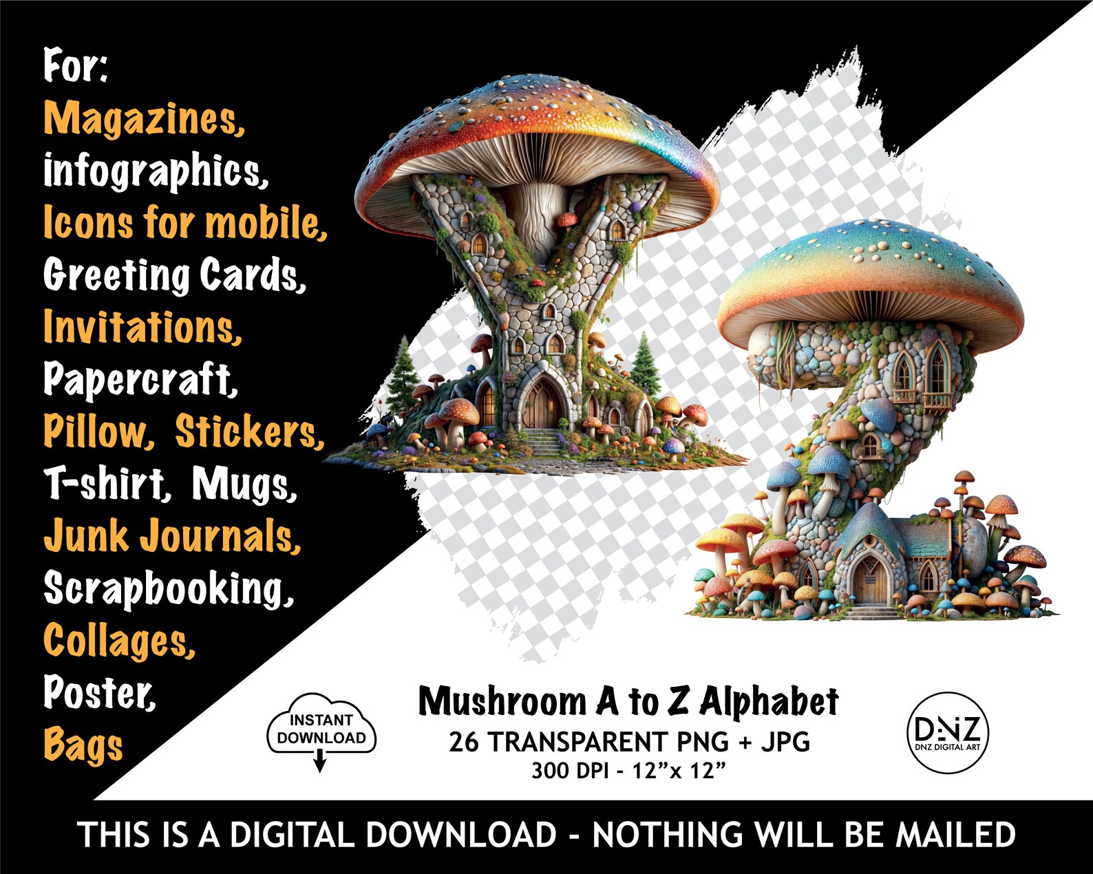 Mushroom Alphabet Png, Mushroom Font Letters, Alphabet Clipart ...