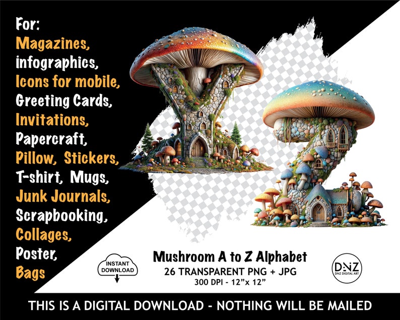 Mushroom Alphabet Png, Mushroom Font Letters, Alphabet Clipart ...