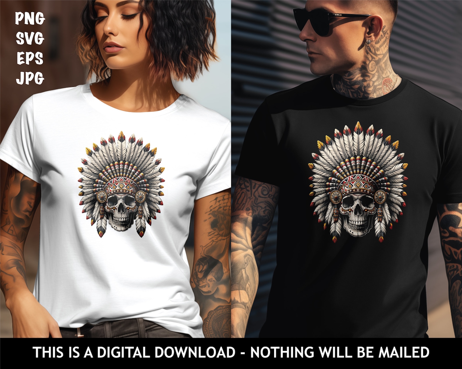 Tribal Chief Png, Native Skull Svg, Native American Chief T-shirt Print ...