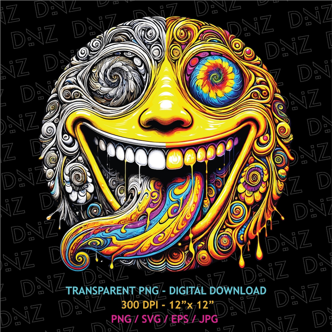 Psychedelic Smile Png, Trippy Smile Svg, Smile T-shirt Design, Colorful ...