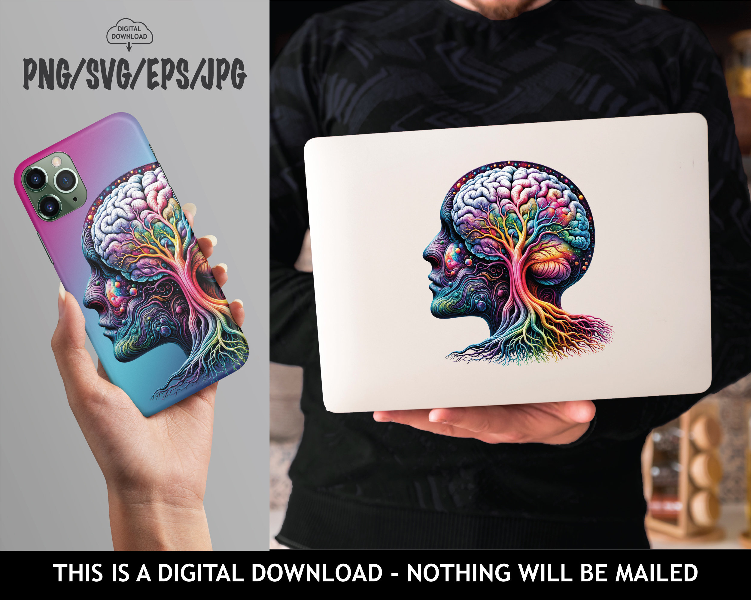 Psychedelic Brain Png, Brain T-shirt Design, Dmt Spirit, Colorful Tree ...