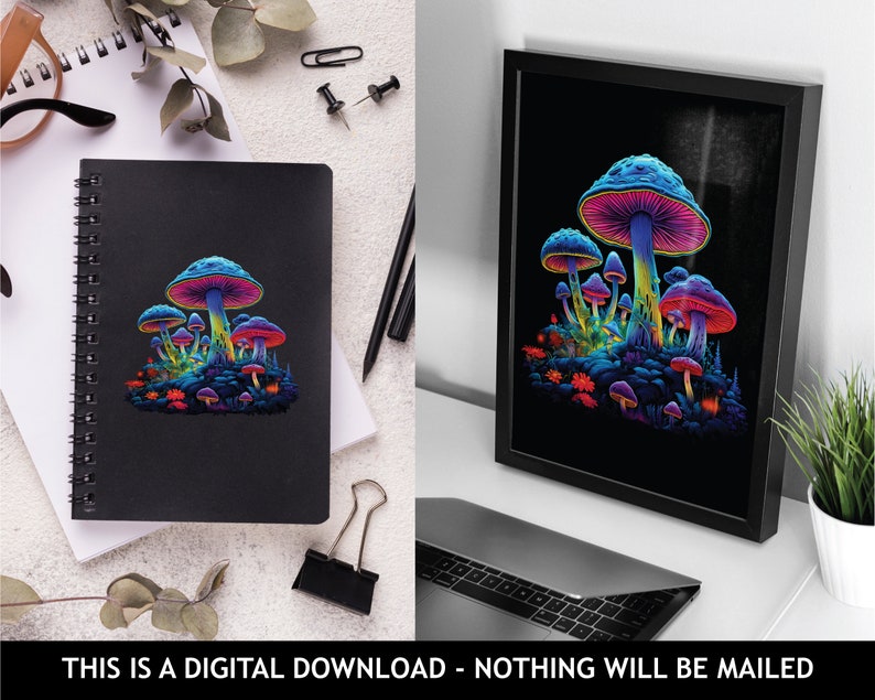 Neon Mushroom Forest PNG, Neon Mushroom SVG, Digital Download for ...
