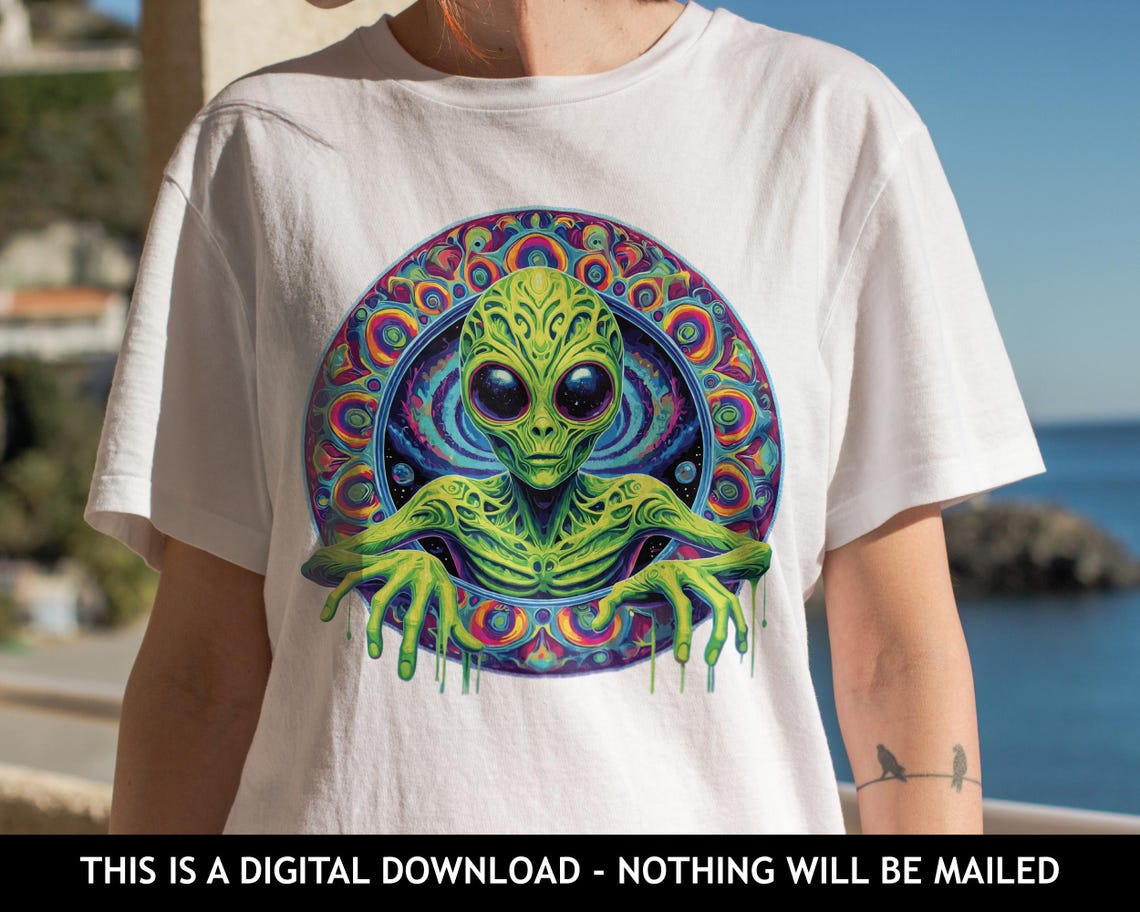 Void Visitor Png, Psychedelic Alien Svg, Alien T-shirt Print, Cosmic ...