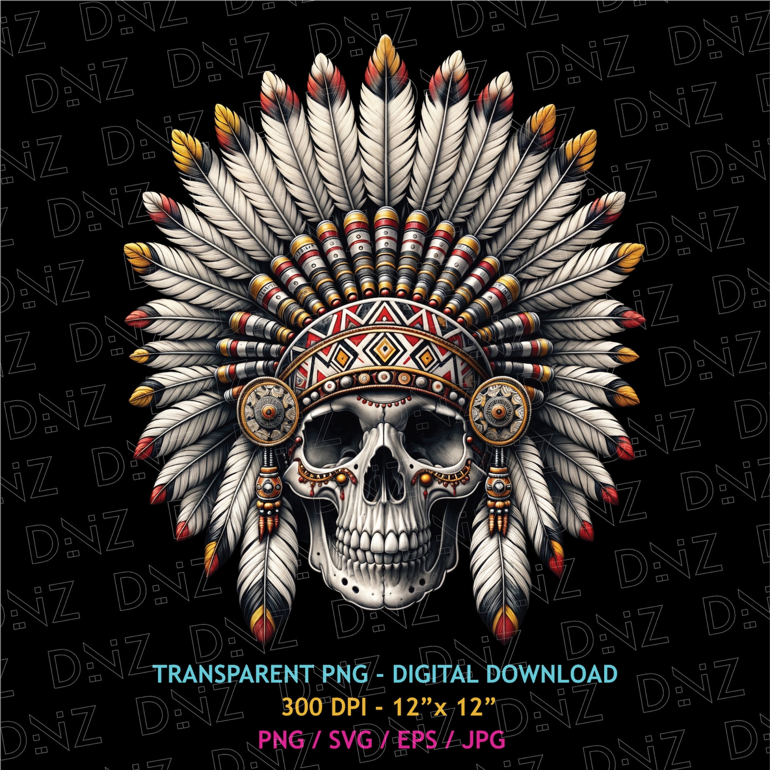 Tribal Chief Png, Native Skull Svg, Native American Chief T-shirt Print ...