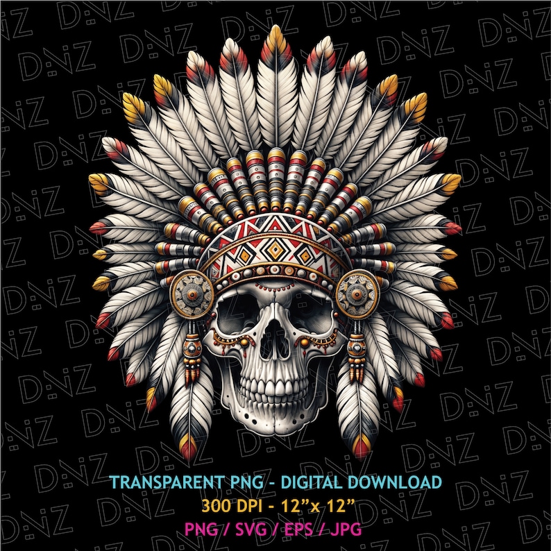 Tribal Chief Png, Native Skull Svg, Native American Chief T-shirt Print ...