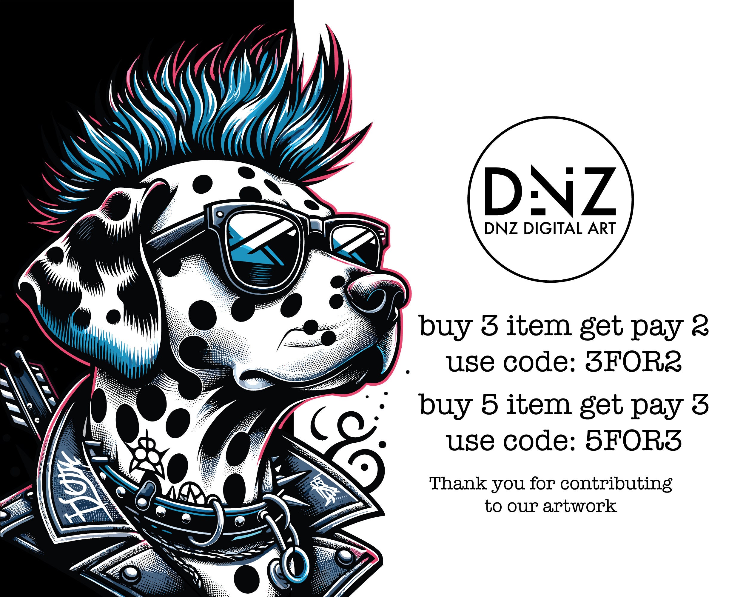 Punk Dog Clipart Bundle, Dogs With Sunglasses, Retro Dog Digital Design ...