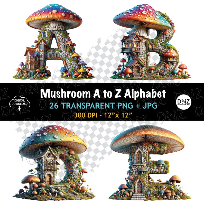 Mushroom Alphabet Png, Mushroom Font Letters, Alphabet Clipart ...