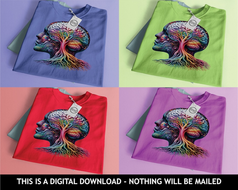 Psychedelic Brain Png, Brain T-shirt Design, Dmt Spirit, Colorful Tree ...