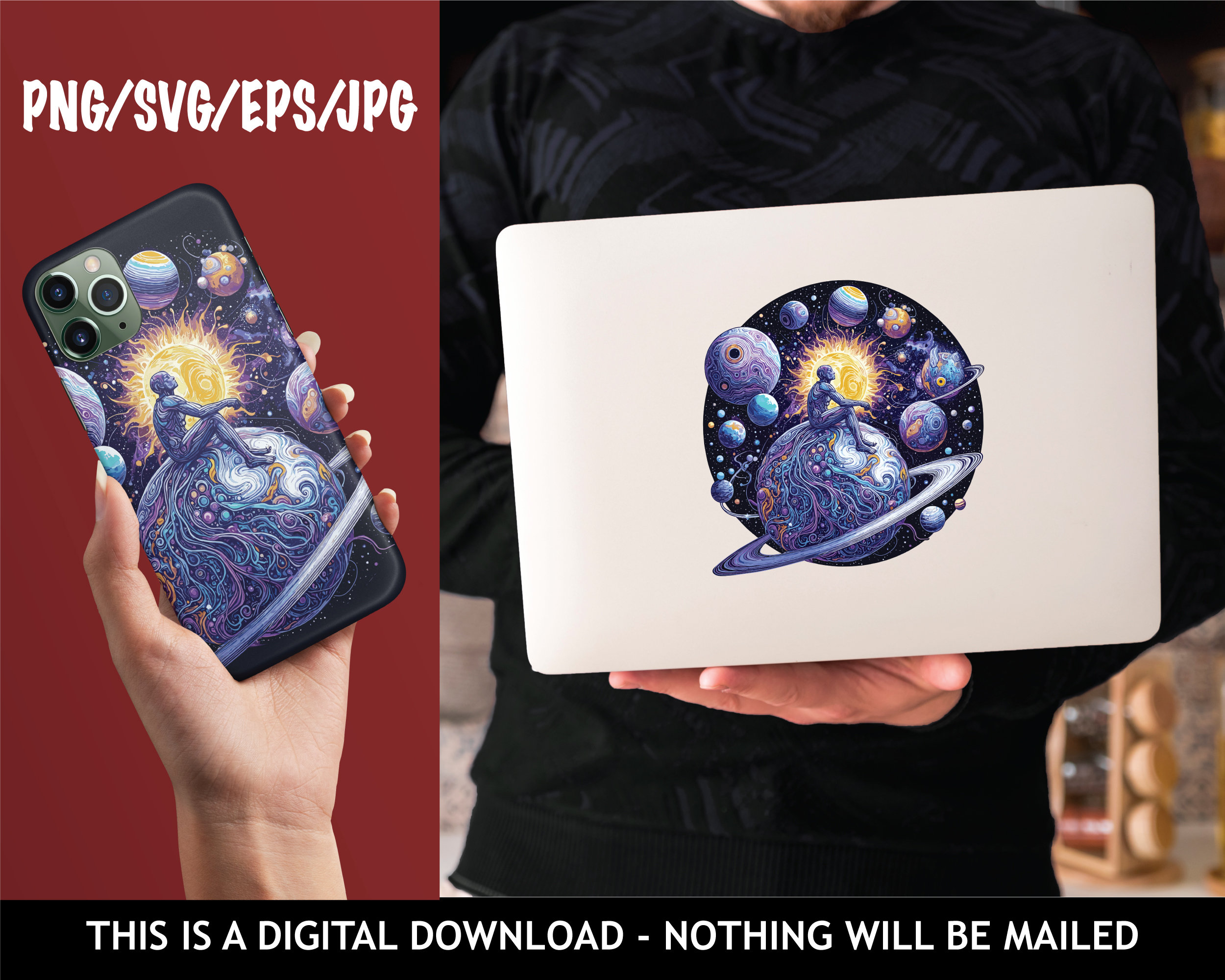 Psychedelic Cosmic Png, Trippy Svg-eps, Colorful Space Design, Digital ...