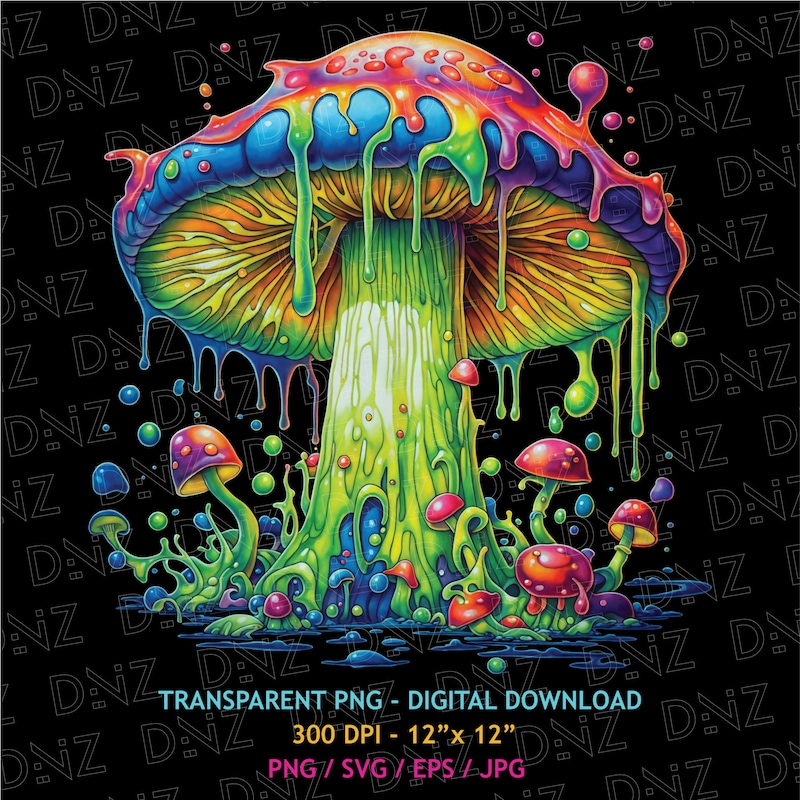 Mushroom Print Colorful - Etsy