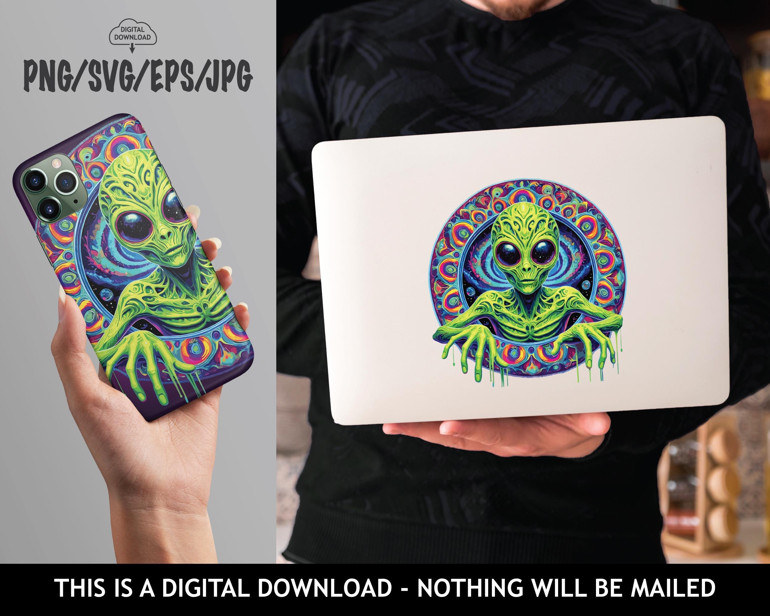 Void Visitor Png, Psychedelic Alien Svg, Alien T-shirt Print, Cosmic ...