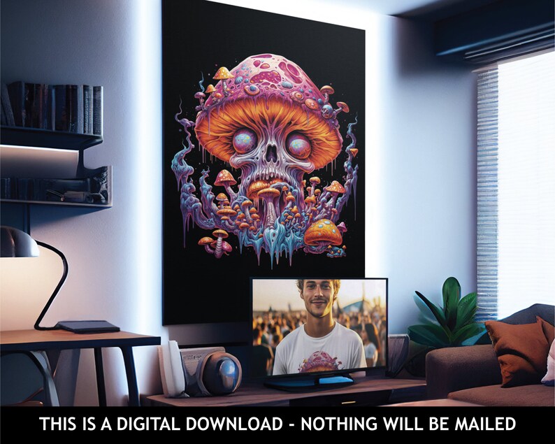 Trippy Monster Mushroom Png, Mushroom Skull Tshirt Print, Trippy ...