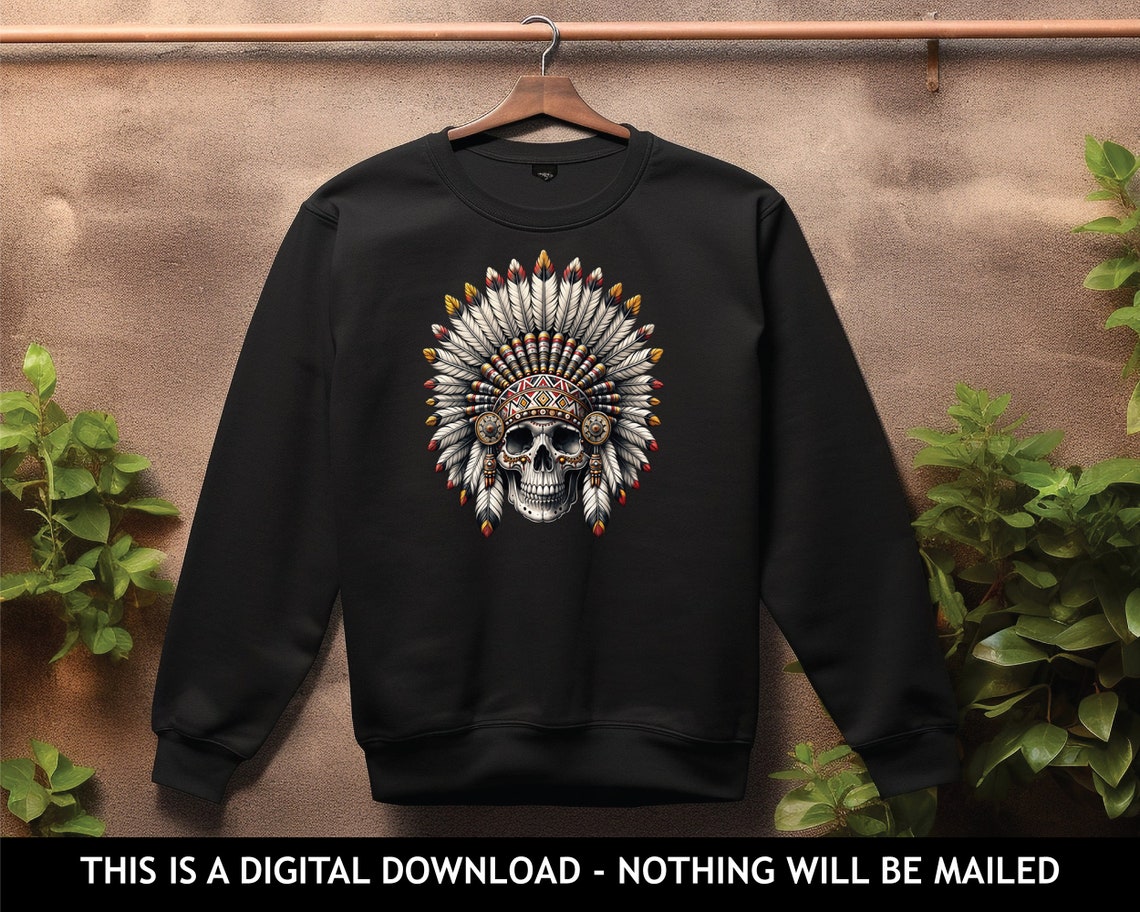 Tribal Chief Png, Native Skull Svg, Native American Chief T-shirt Print ...