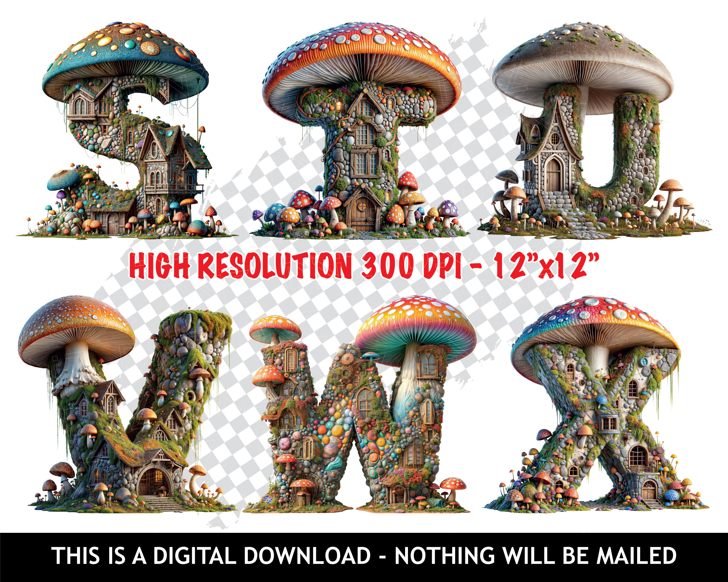 Mushroom Alphabet Png, Mushroom Font Letters, Alphabet Clipart ...