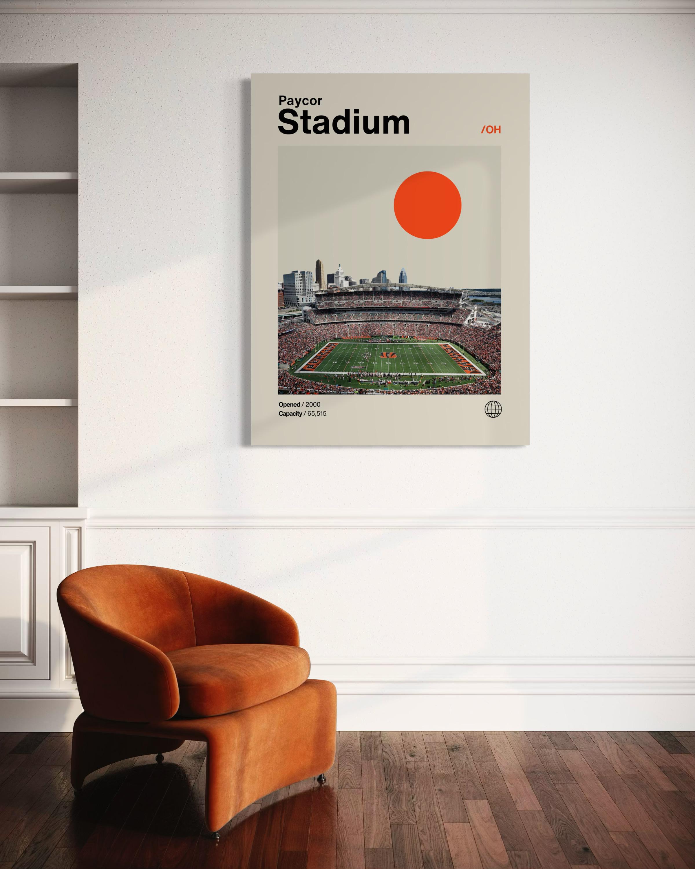 Paycor Stadium Poster, Bengals Poster, Minimalist, Helvetica, Mid ...