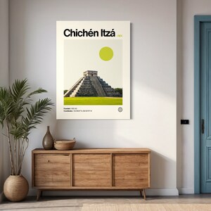 Chichen Itza Poster, Minimalist, Helvetica, Mid-century Modern, Chichen ...