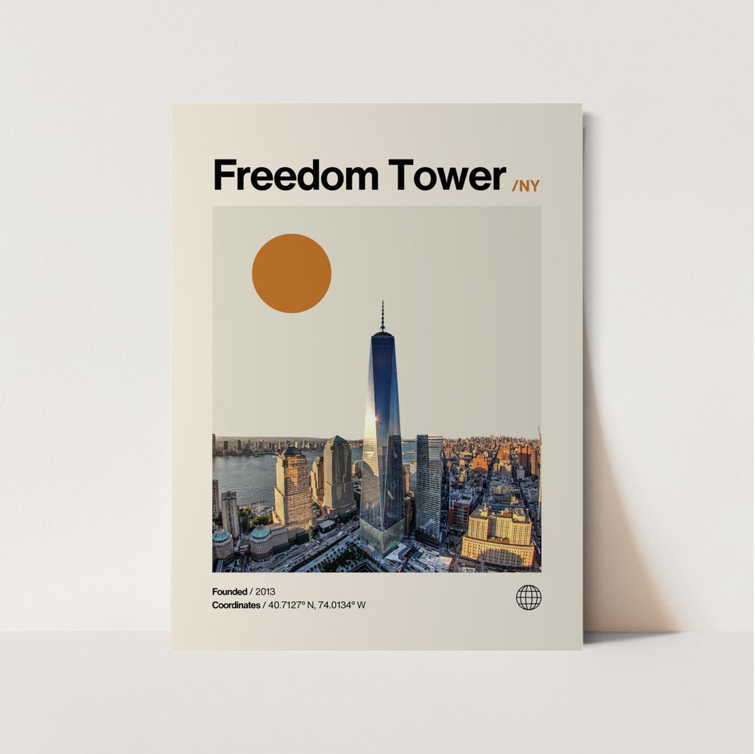 Freedom Tower Poster, Minimalist, Helvetica, Mid-century Modern ...