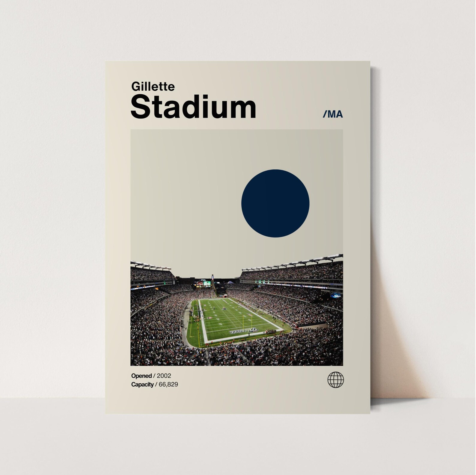Gillette Stadium Poster, Patriots Poster, Minimalist, Helvetica, Mid ...