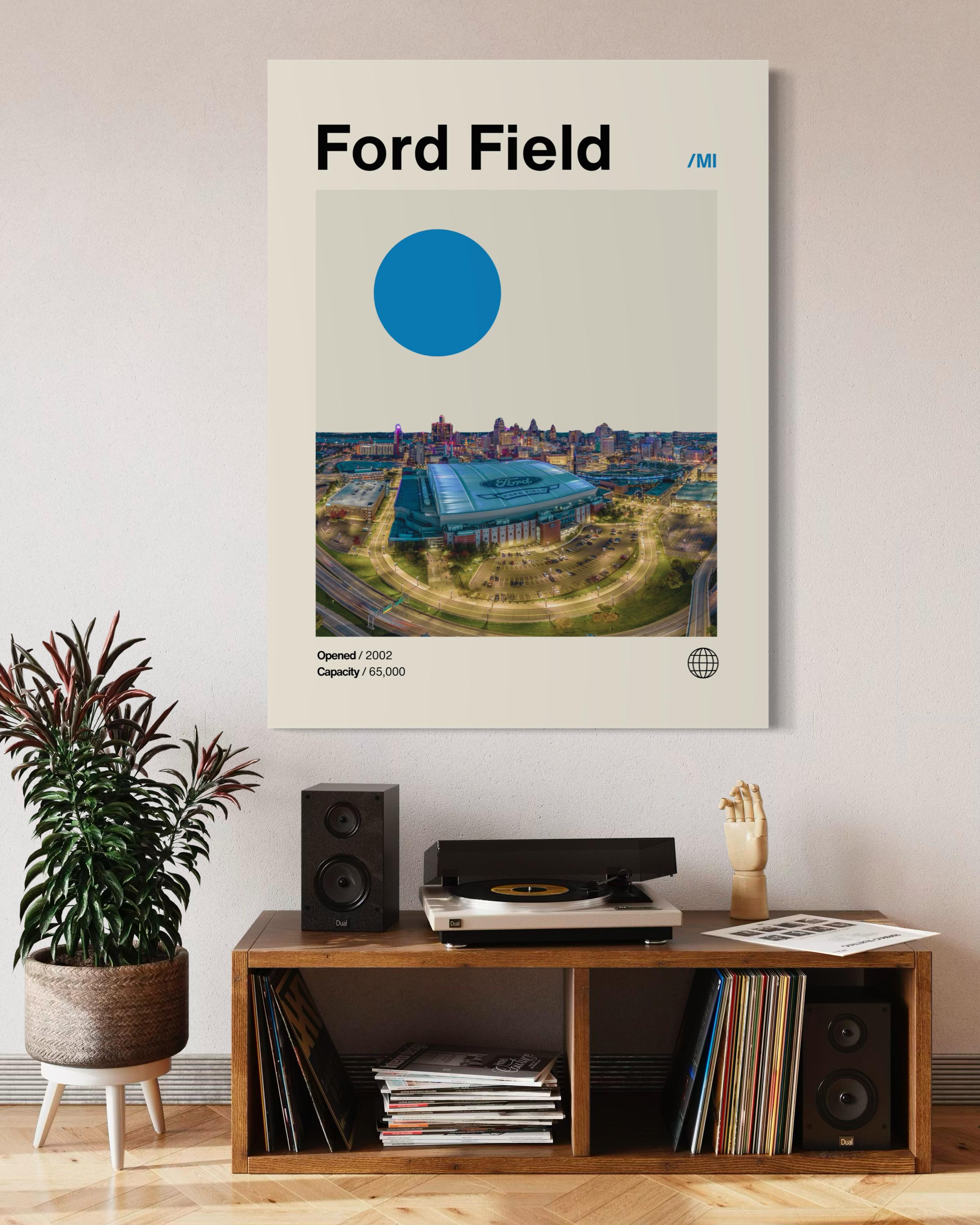 Ford Field Poster, Lions Poster, Minimalist, Helvetica, Mid-century ...