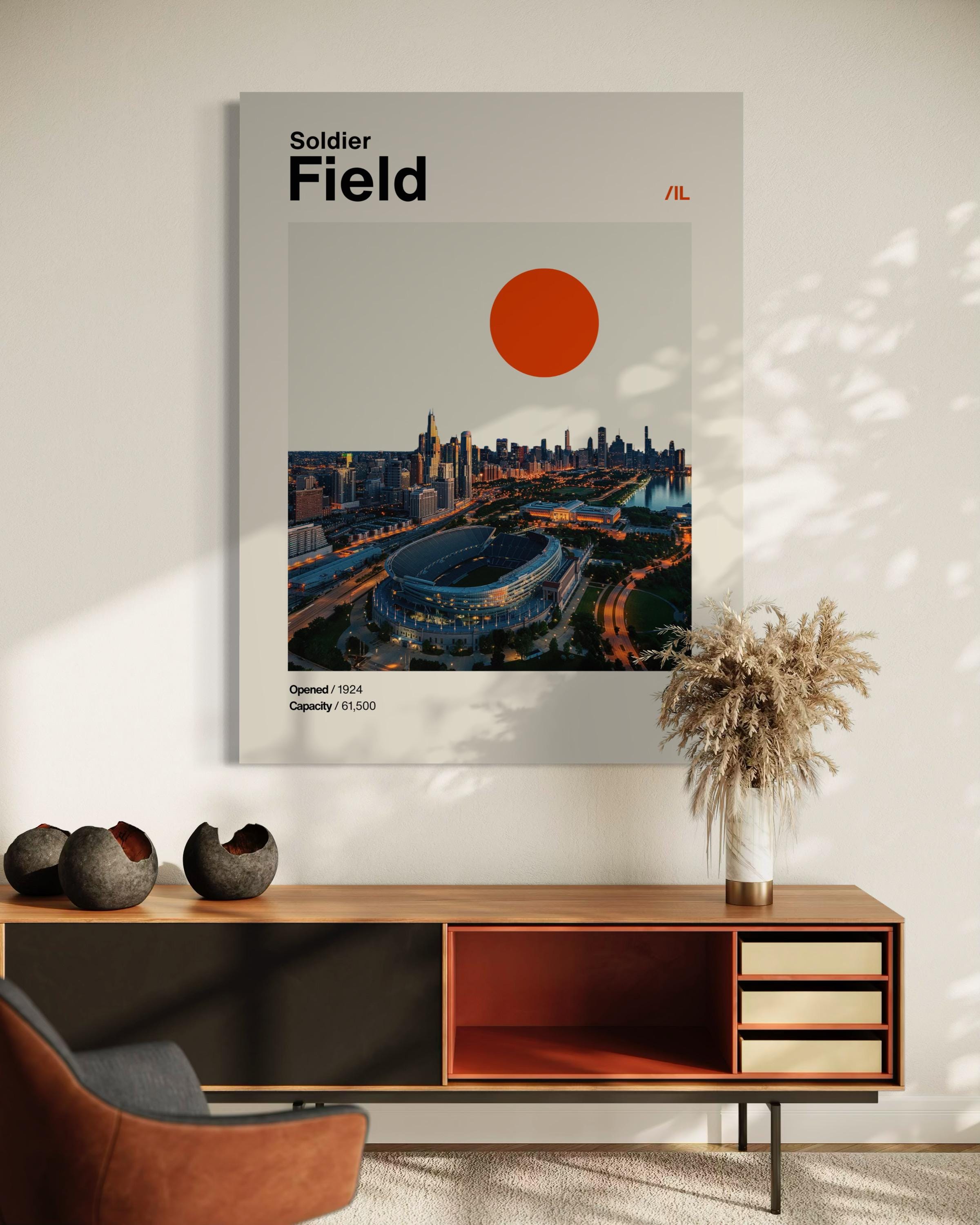 Soldier Field Poster, Bears Poster, Minimalist, Helvetica, Mid-century ...