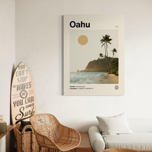 Oahu Poster, Minimalist, Helvetica, Mid-century Modern, Oahu Travel ...