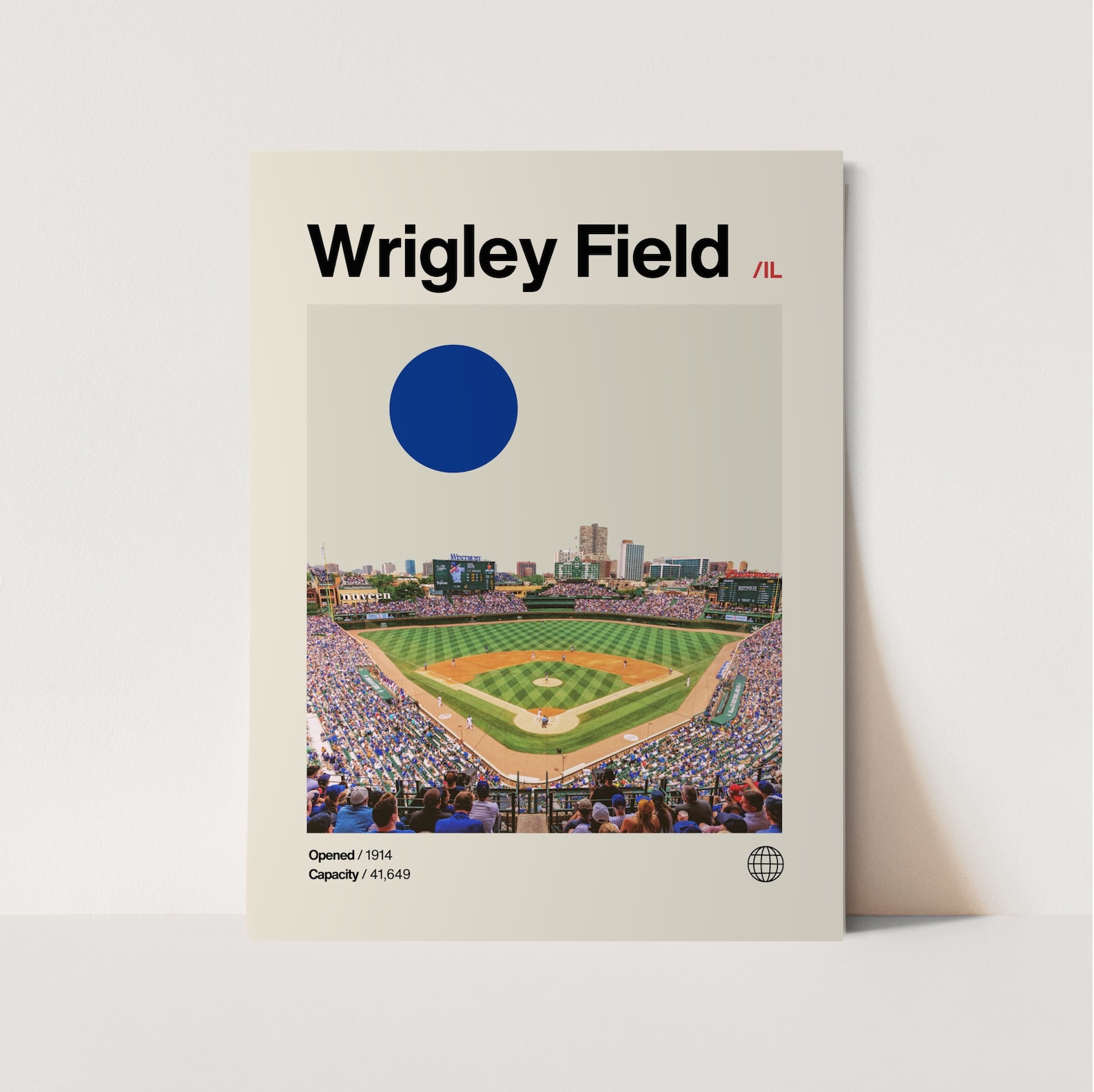 Wrigley Field Poster, Cubs Poster, Minimalist, Helvetica, Mid-century ...