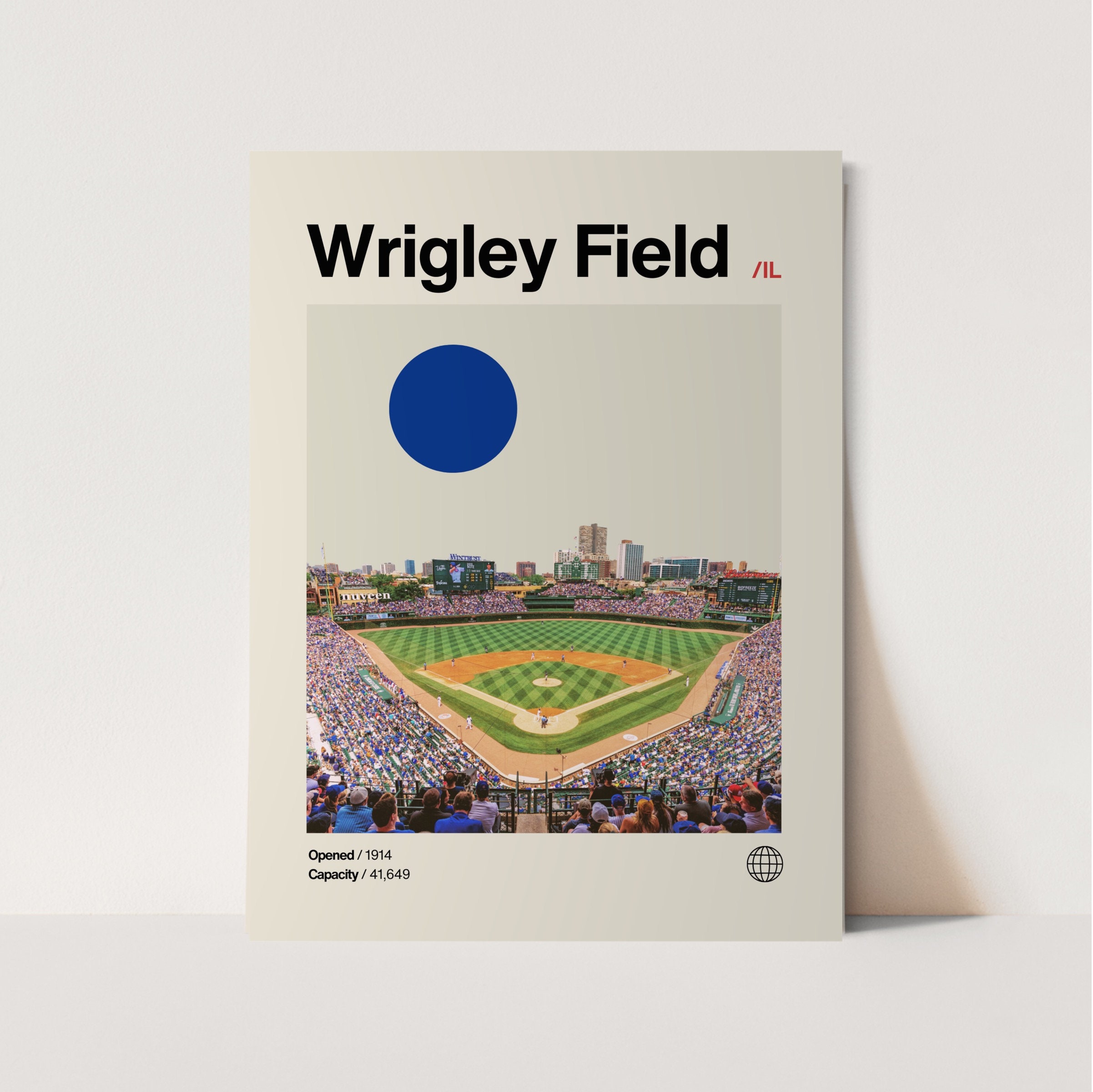 Wrigley Field Poster, Cubs Poster, Minimalist, Helvetica, Mid-century ...