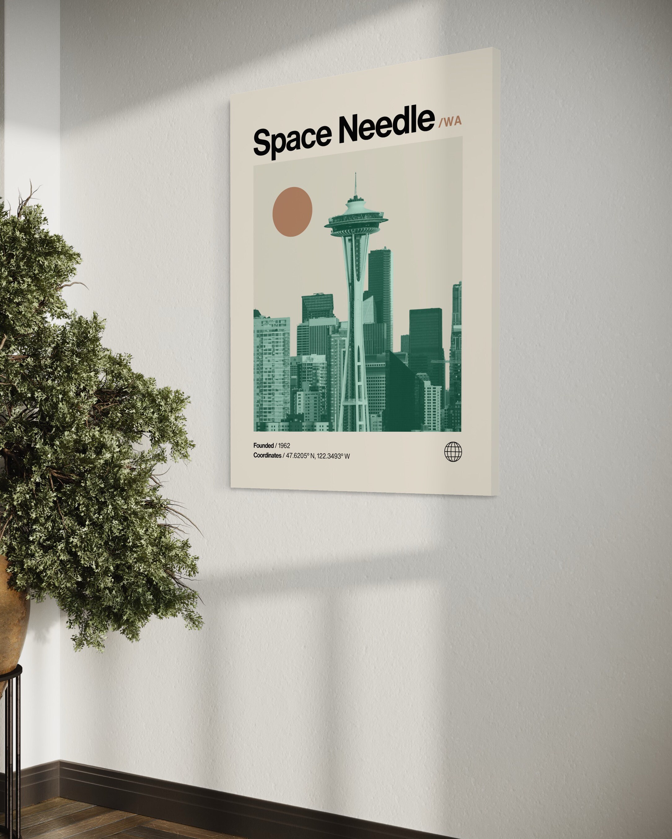 Space Needle Poster, Minimalist, Helvetica, Mid-century Modern, Space ...