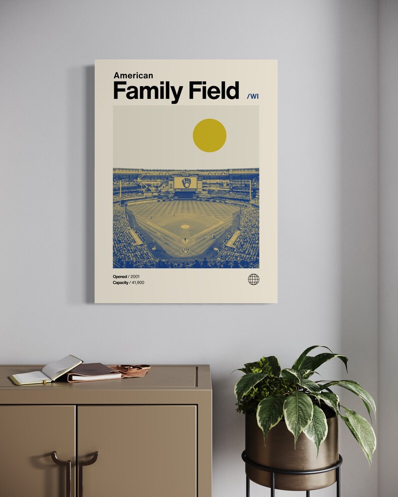 American Family Field Monotone Poster, Brewers Poster, Minimalist ...