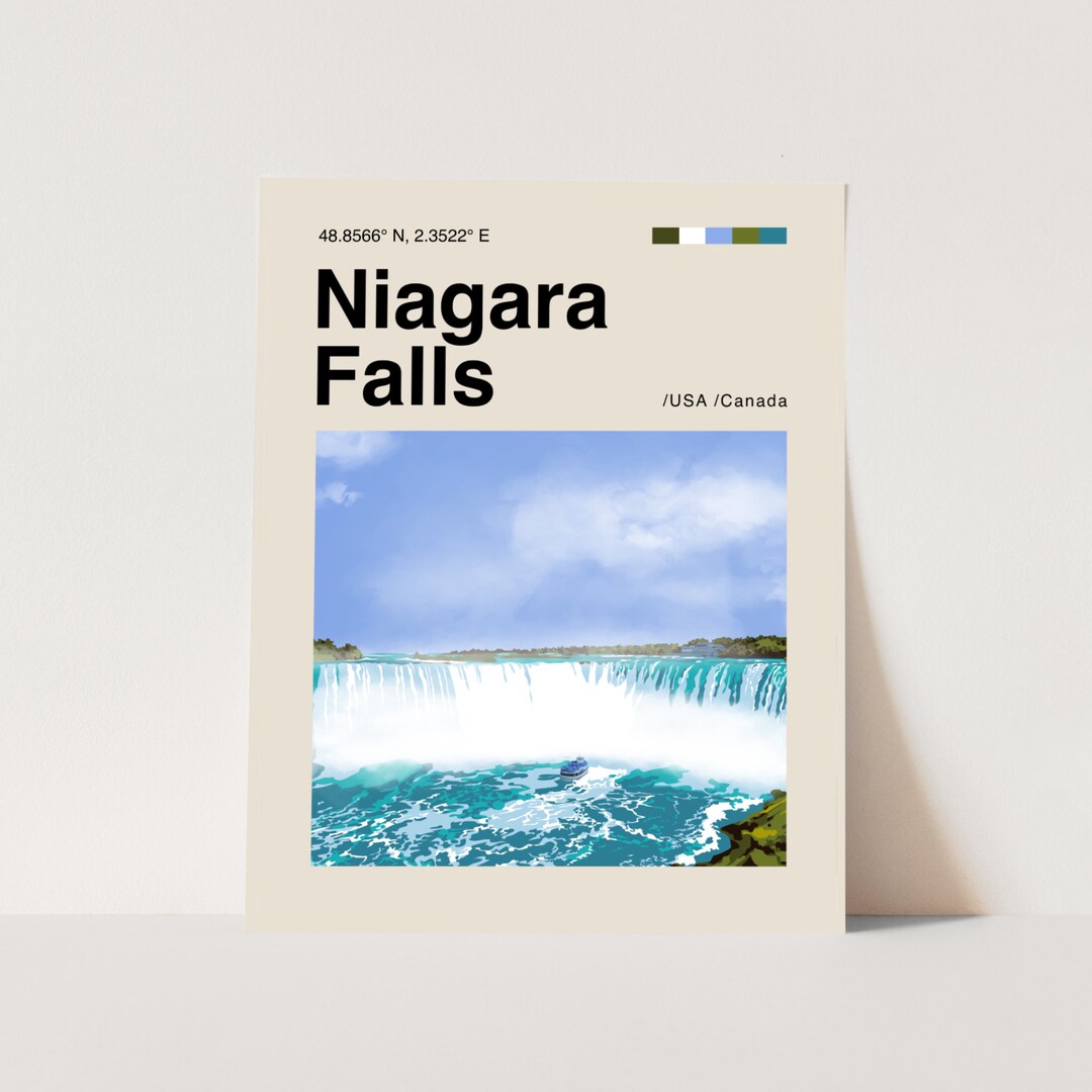 Niagara Falls Poster, Minimalist, Helvetica, Mid-century Modern ...