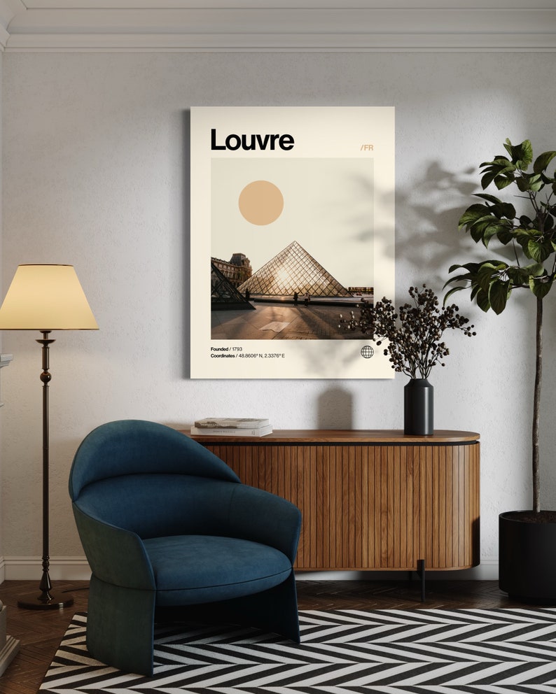 Louvre Poster, Minimalist, Helvetica, Mid-century Modern, Louvre Travel ...