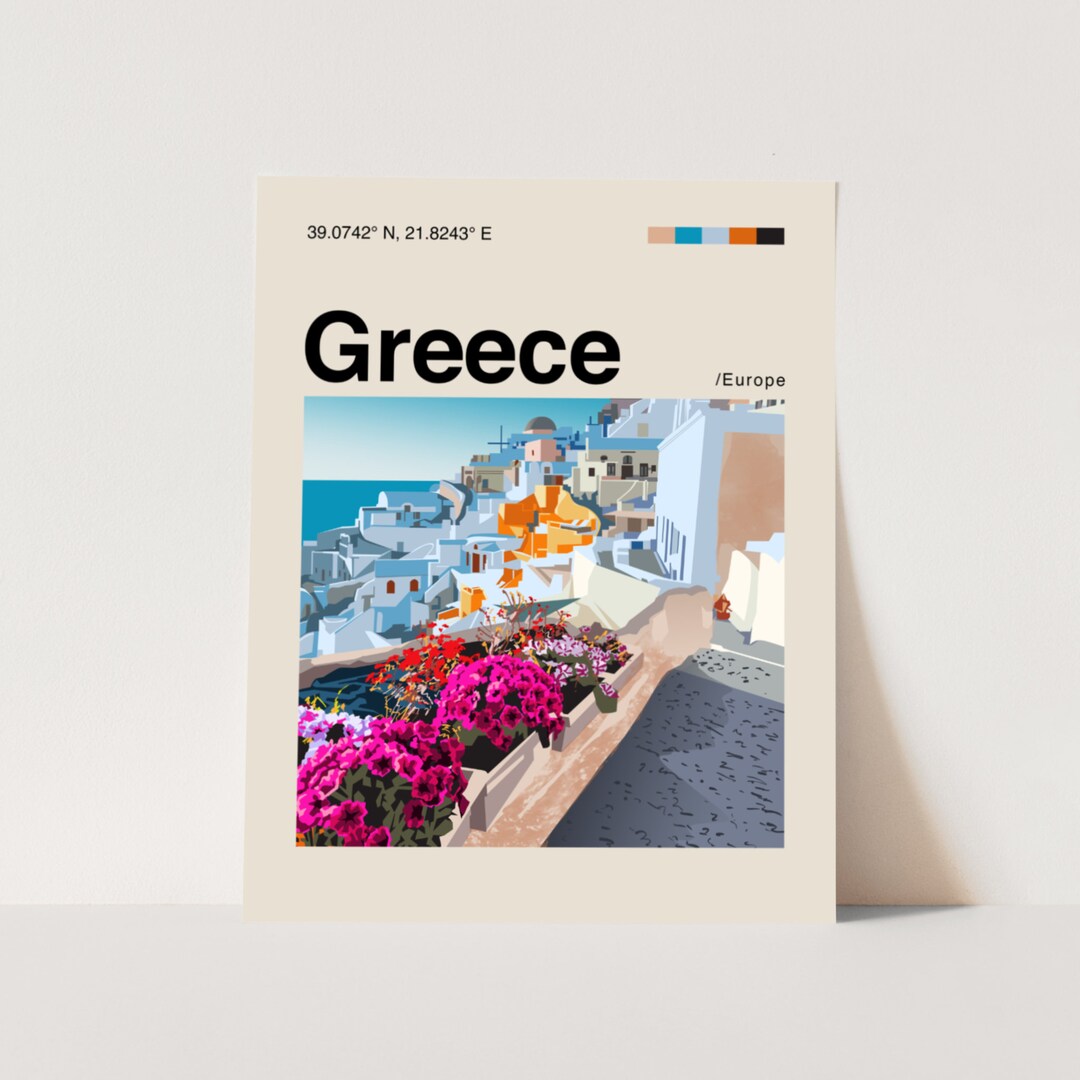 Greece Poster, Minimalist, Helvetica, Mid-century Modern, Greece Travel ...