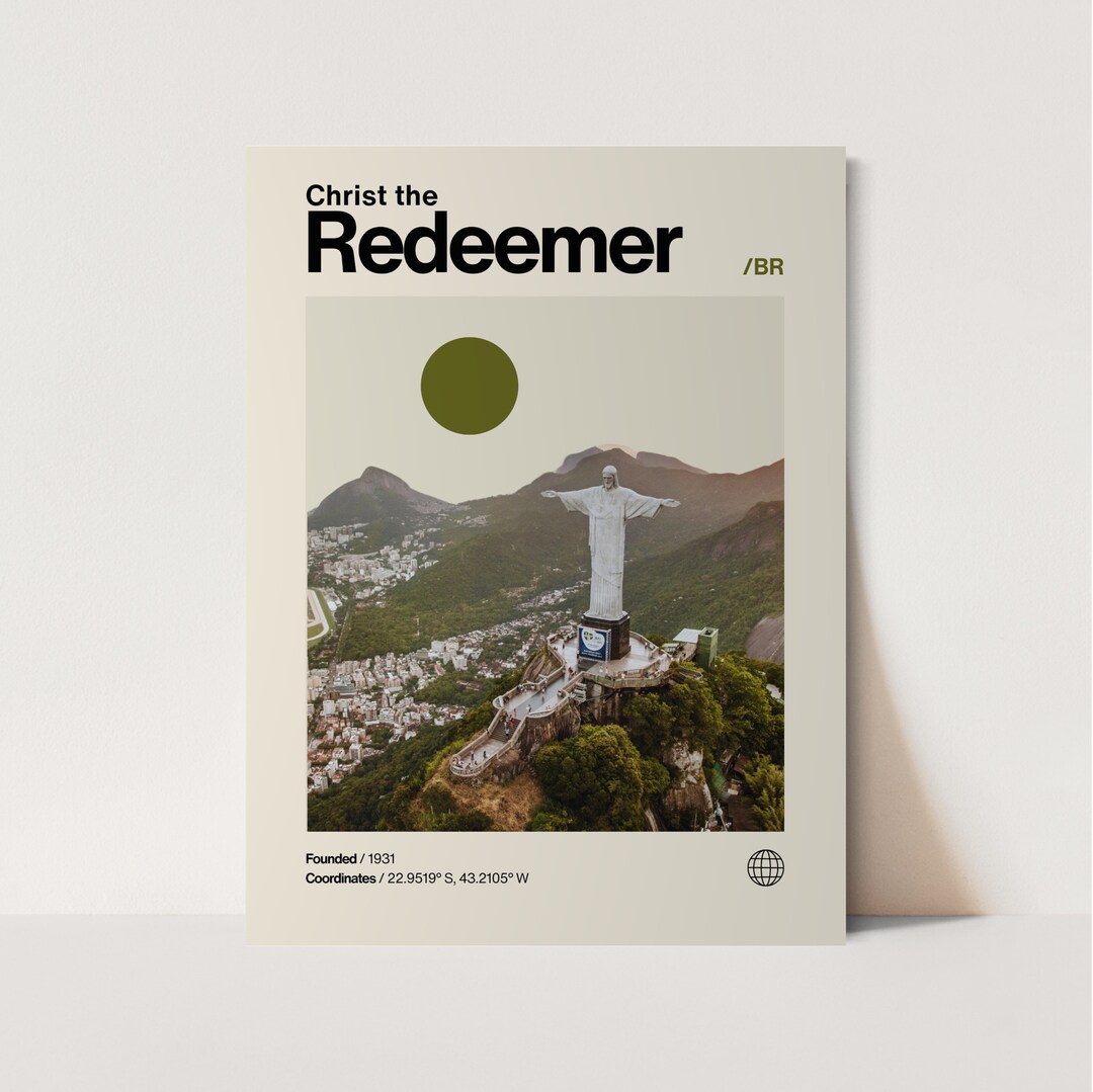 Christ the Redeemer Poster, Minimalist, Helvetica, Mid-century Modern ...
