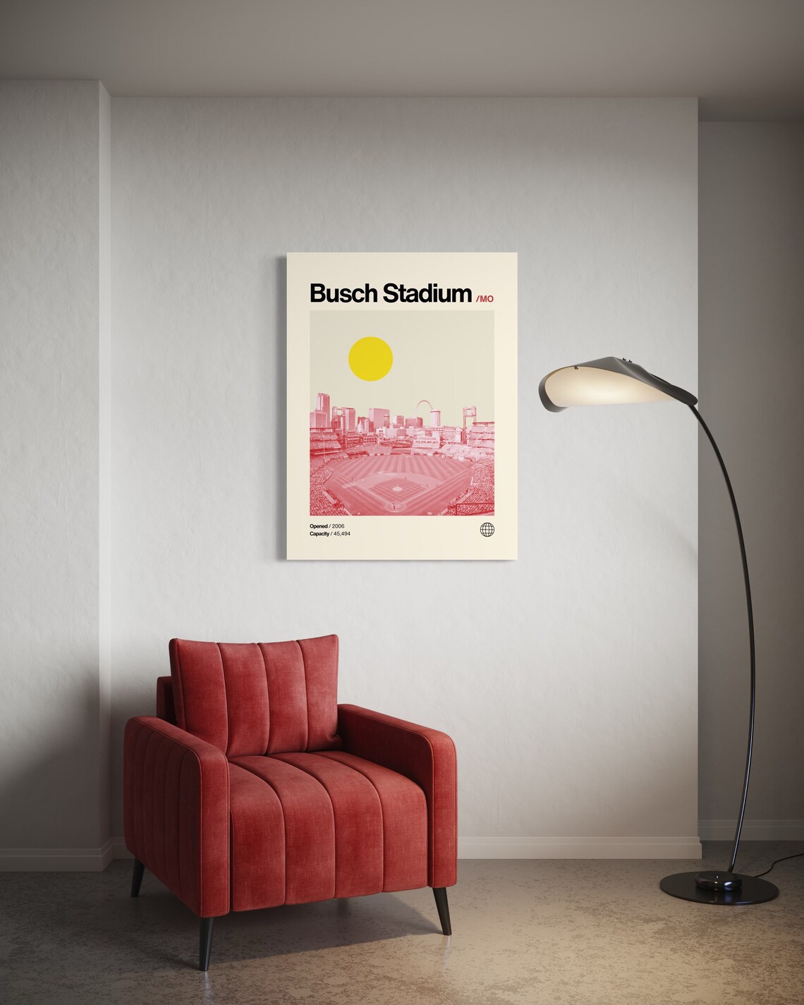 Busch Stadium Monotone Poster, Cardinals Poster, Minimalist, Helvetica ...
